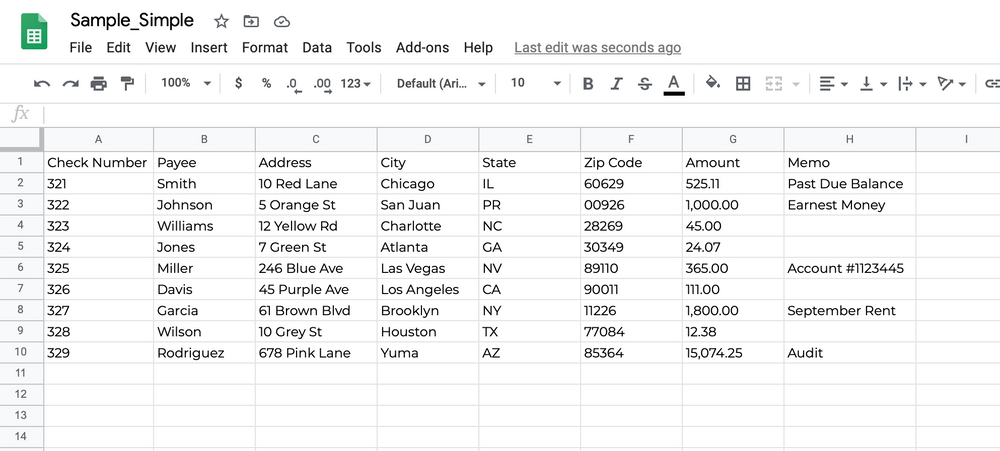 Building Your CSV File for Multi-Check Uploads